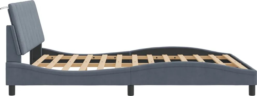 Rám postele s LED osvětlením bez matrace Hanko tmavě šedý 160 x 200 cm samet 3213788