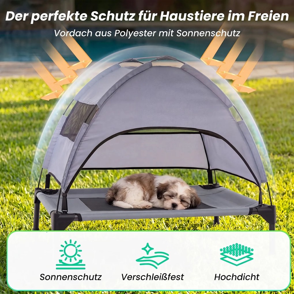 Costway Vyvýšený pelíšek pro psa s nebesy Lehátko pro psy – 78,5 × 63 × 70 cm