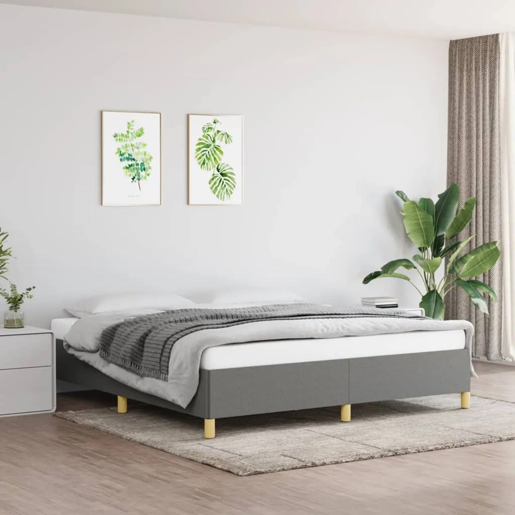 Rám postele s boxspringem tmavě šedý 180 x 200 cm textil 3120978