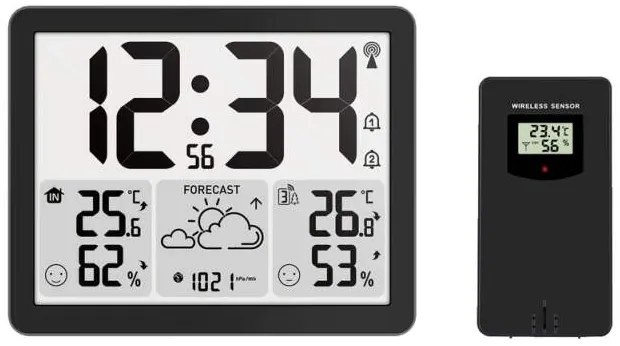 JVD Bílá barevná rádiem řízená meteorologická digitální stanice JVD RB3568
