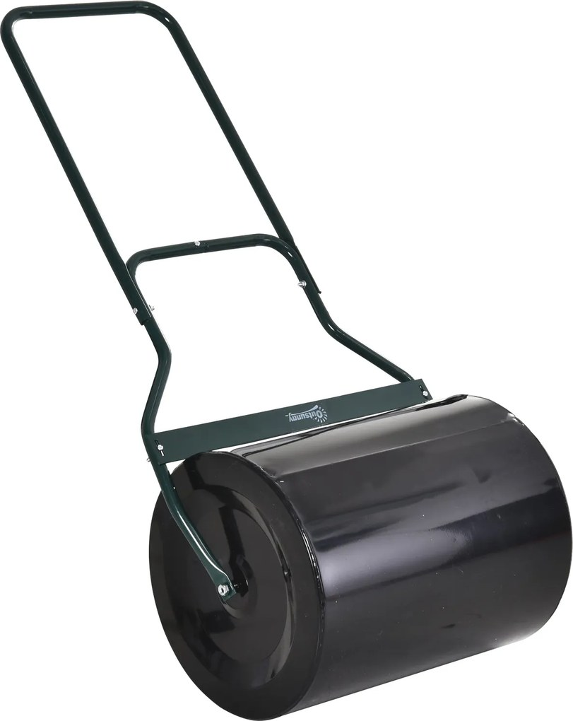Travní válcová s U-rukojetí Outsunny, zahradní válce, průměr 40 cm, objem 60 L pro vodu/písek, kov, černá 57 x 40 x 123 cm | Aosom