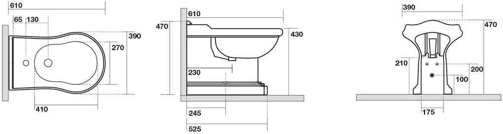 Kerasan, RETRO bidet 39x43x61cm, 102201