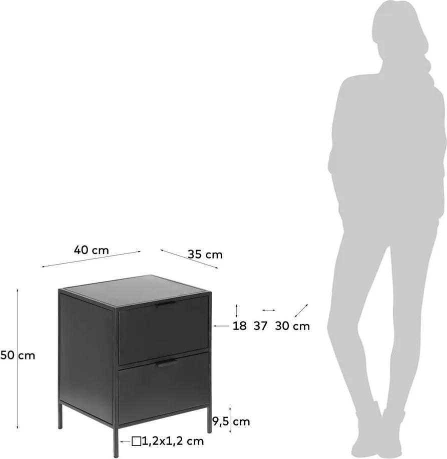 Černý ocelový noční stolek Shantay – Kave Home