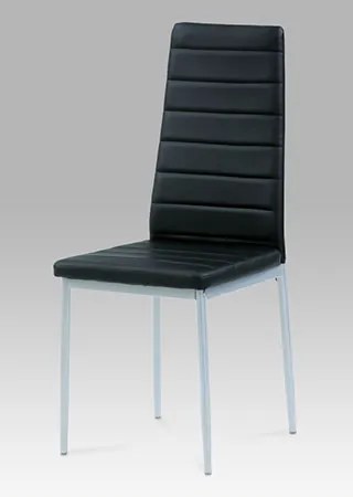 Autronic - Jídelní židle koženka černá / šedý lak - DCL-117 BK