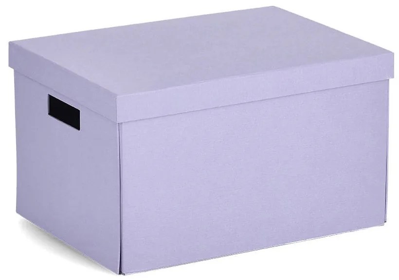 Úložný koš s víkem, recyklovaný karton, 25 x 35 x 20 cm, fialový