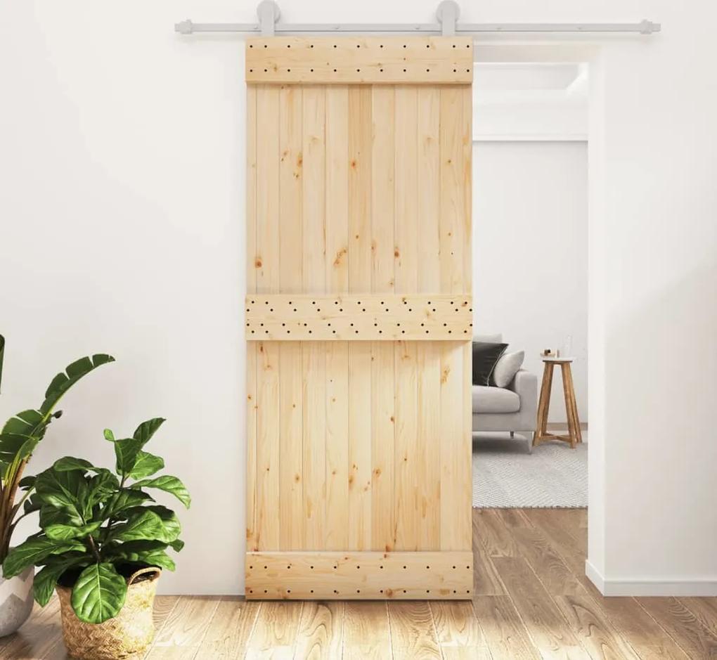 vidaXL Posuvné dveře s kováním 85 x 210 cm masivní borové dřevo [3203088]
