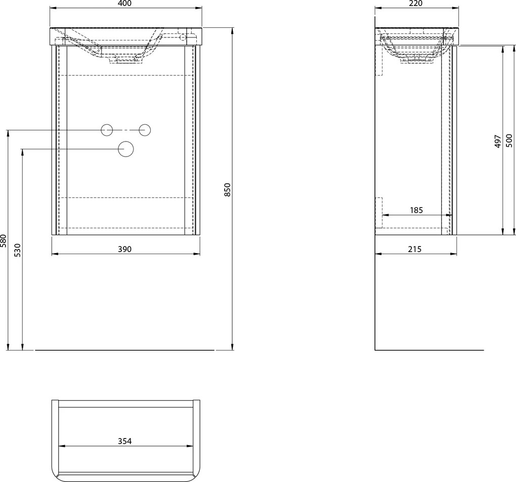 Sapho Sapho, ZORBA umyvadlová skříňka 39x50x21,5cm, sína, LT113-4242