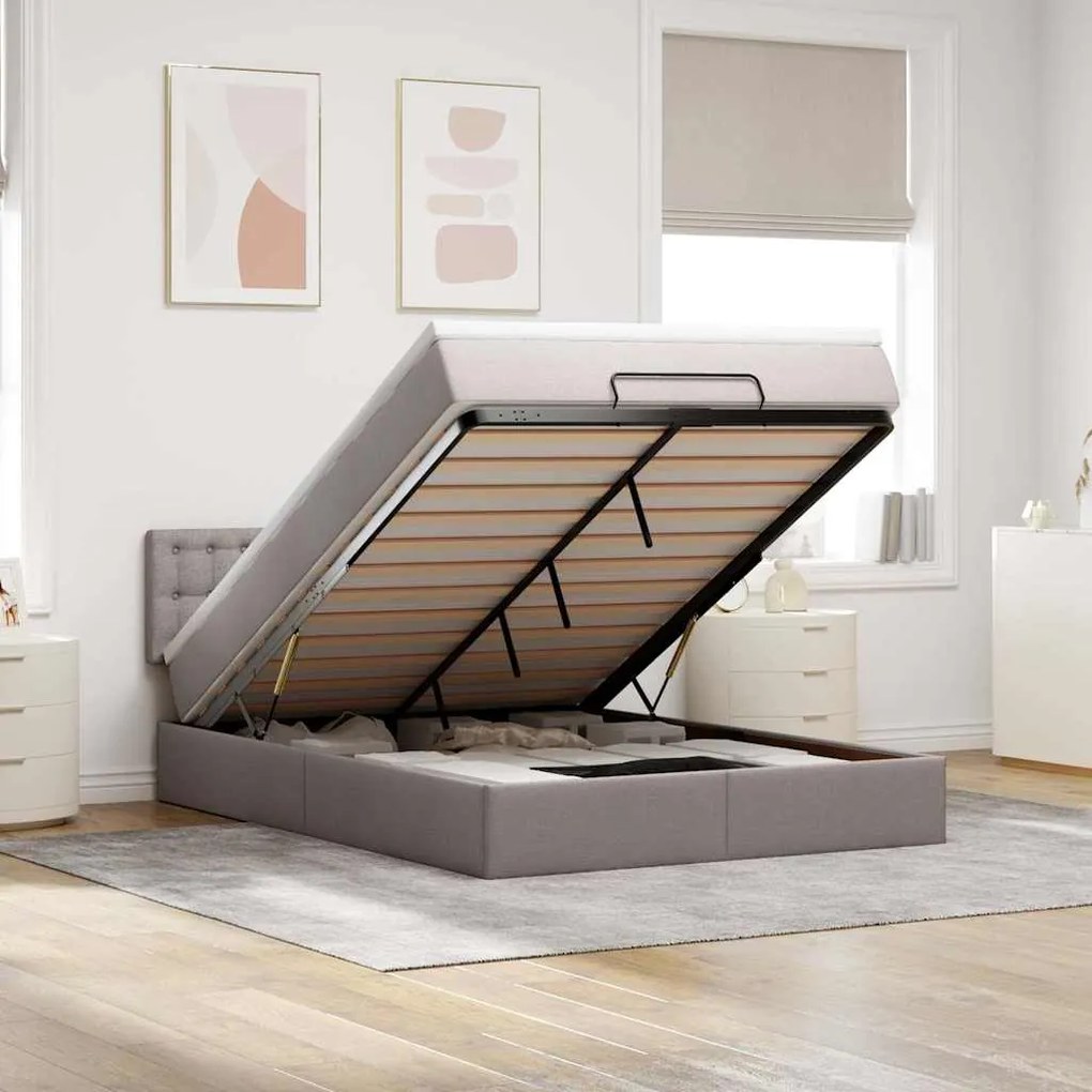 Osmanská postel s matrací & LED Taupe 140x190 cm Látka 3312475