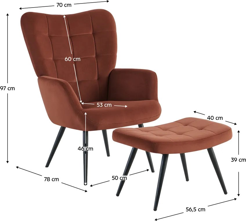 Křeslo s podnoží, hnědá Velvet látka/černá, HABEN