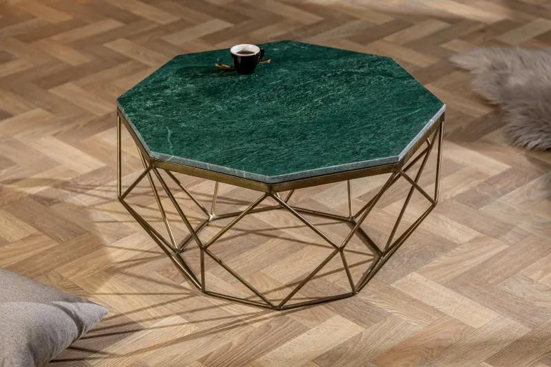 Noble Home Zelený mramorový konferenční stolek Diamond 69 cm