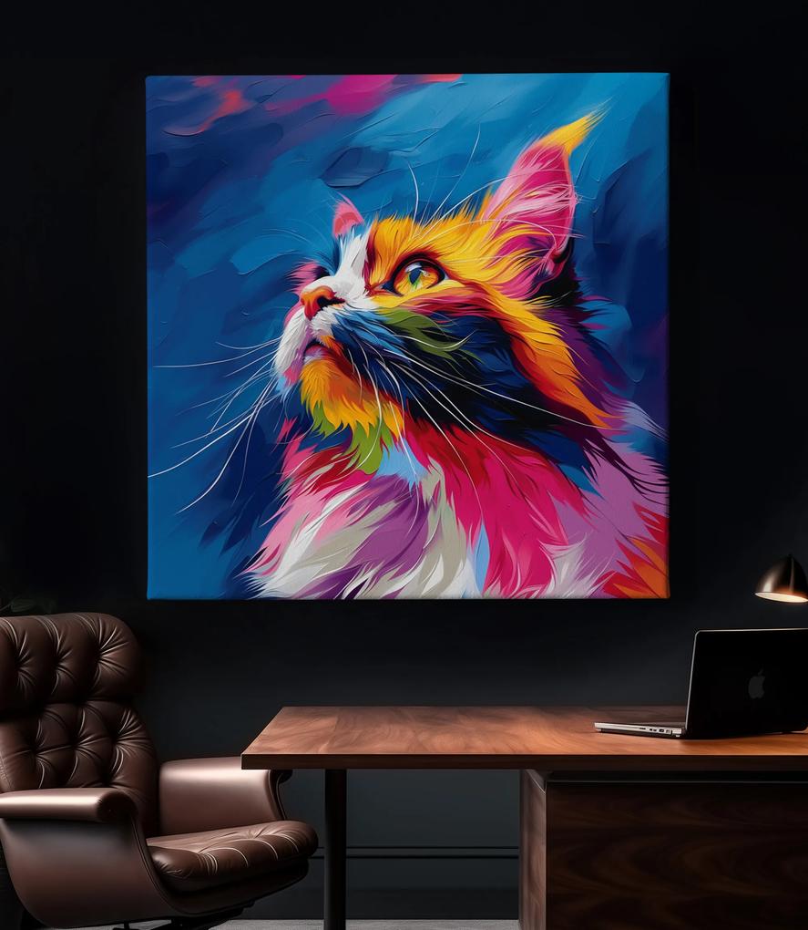 Obraz na plátně - Kočka pozoruje nebe FeelHappy.cz Velikost obrazu: 100 x 100 cm