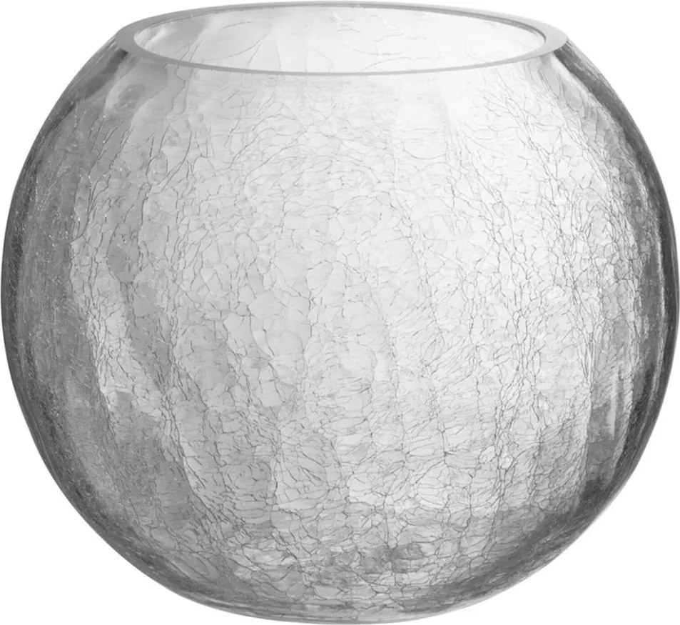 Elegantní skleněný kulatý svícen s efektem popraskaného skla L - 20*20*16 cm