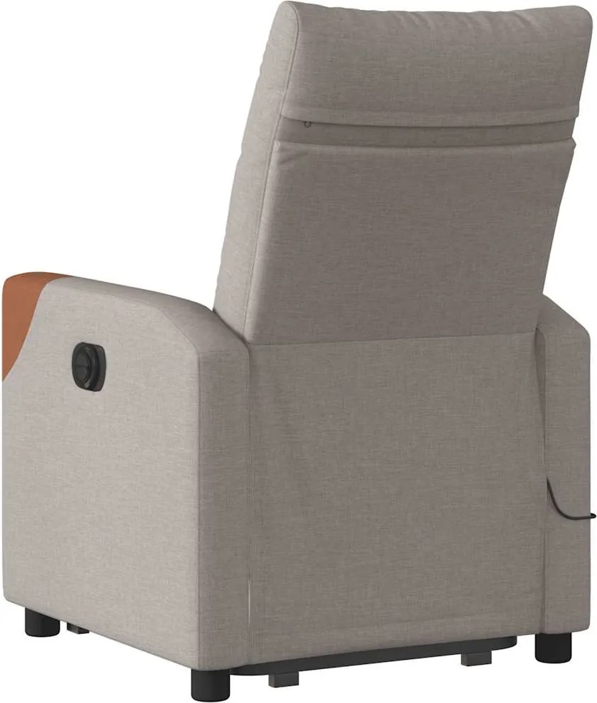 Zvedací masážní polohovací křeslo taupe textil 3324019