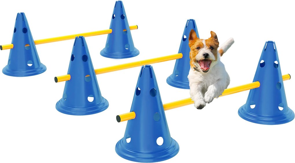 PawHut 3dílný agility set pro psy — 3 nastavitelné překážky, 6 kuželek | Aosom