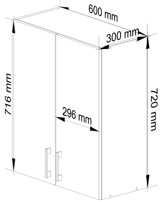 Kuchyňská závěsná skříňka W 60cm D2 H720 Artus bílá/sonoma