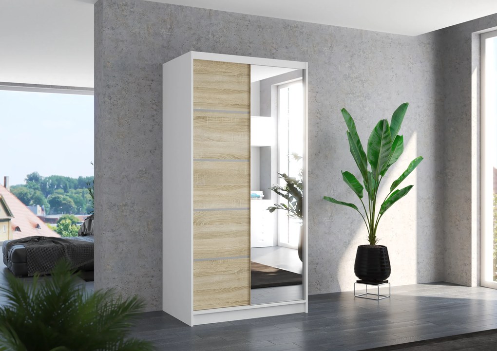 ADRK Furniture Posuvná skříň se zrcadlem ORLANDO 100 ADRK-SW-ORL-W-S-100