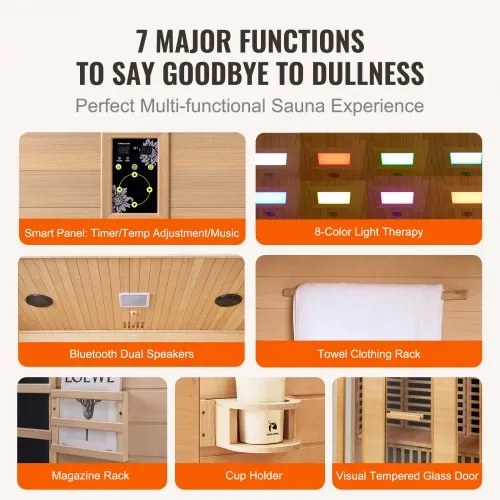 Far Infrared Wooden Sauna Room Domácnost Sauna Spa pro 3 až 4 osoby 2580 W