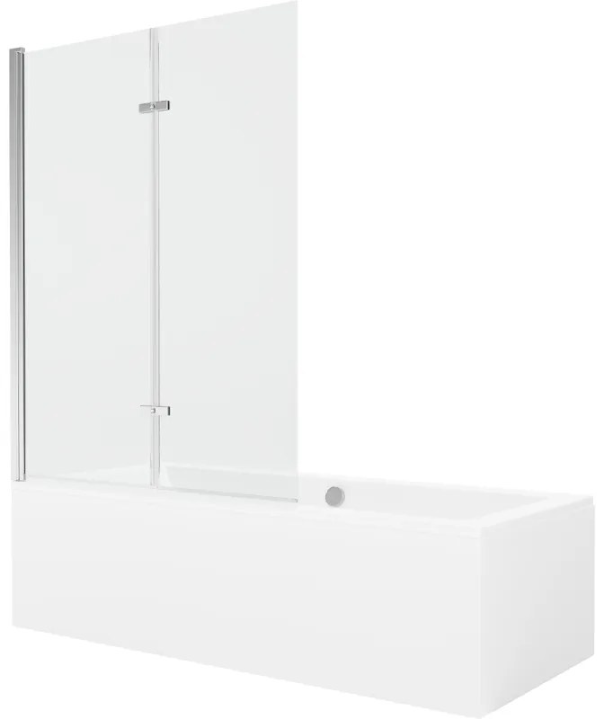 Mexen Cube obdélníková vana 180 x 80 cms pláštěm 2-křídlovou zástěnou 120 cm, Průhledné, Chromovaná - 550518080X9212020100