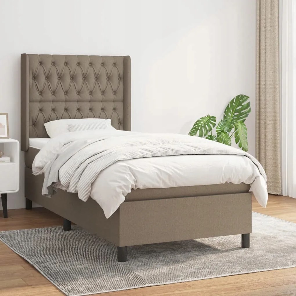 Box Spring Postel S Matrací Textil Taupe Prošívaný design 90 x 200 cm