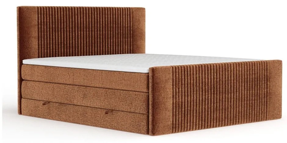 Oranžová boxspring postel s úložným prostorem 200x200 cm Bergamo – Maison de Rêve