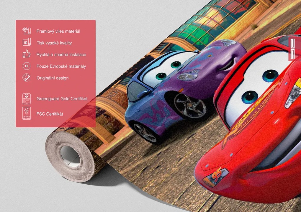 Dětská vliesová fototapeta na zed' Auta Blesk a Sally, Disney | 90 x 202 cm | DFTDNV 5405