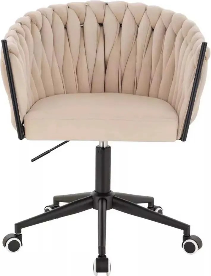 LuxuryForm DESIGN Otočná židle NORDEN VELUR na černé podstavě s kolečky - krémová