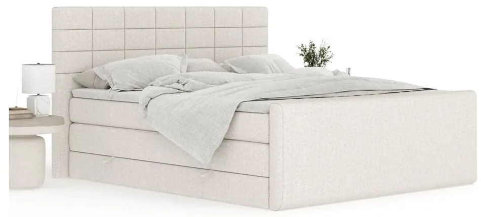 Béžová boxspring postel s úložným prostorem 200x200 cm Ava – Maison de Rêve