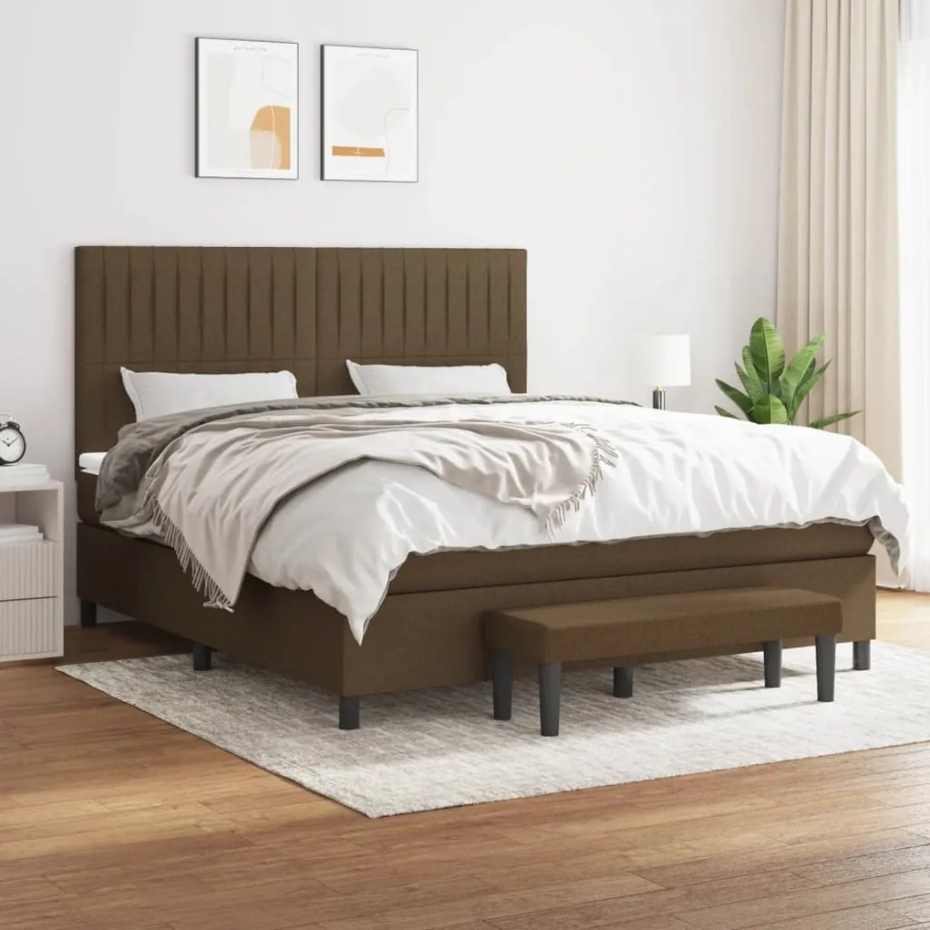 Box spring postel s matrací tmavě hnědá 180x200 cm textil 3136776