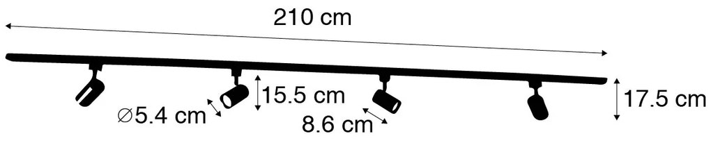 Moderní kolejnicový systém se 4 bodovými světly černý 1-fázový - Iconic Yade