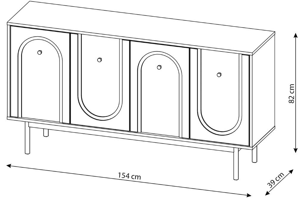 Komoda Mazoma 154 cm černá/zlatá
