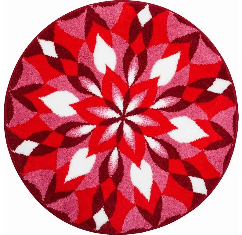 Koupelnová předložka Grund Mandala - Křídla radosti červené Typ: 80x80 cm kruh