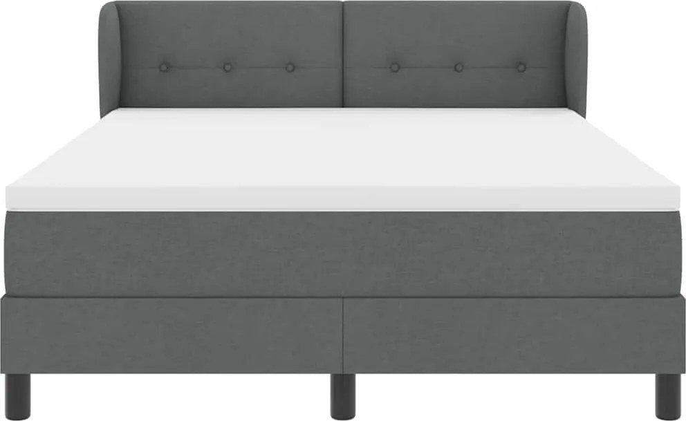 Postel s boxspringem s čelo Tmavě šedá 140 x 190 cm textil 3340018