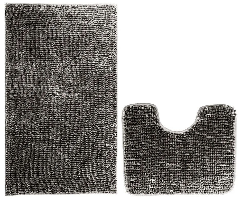 Tmavě šedé WC koupelnové předložky v sadě 2 ks 80x50 cm Bati – Restilo