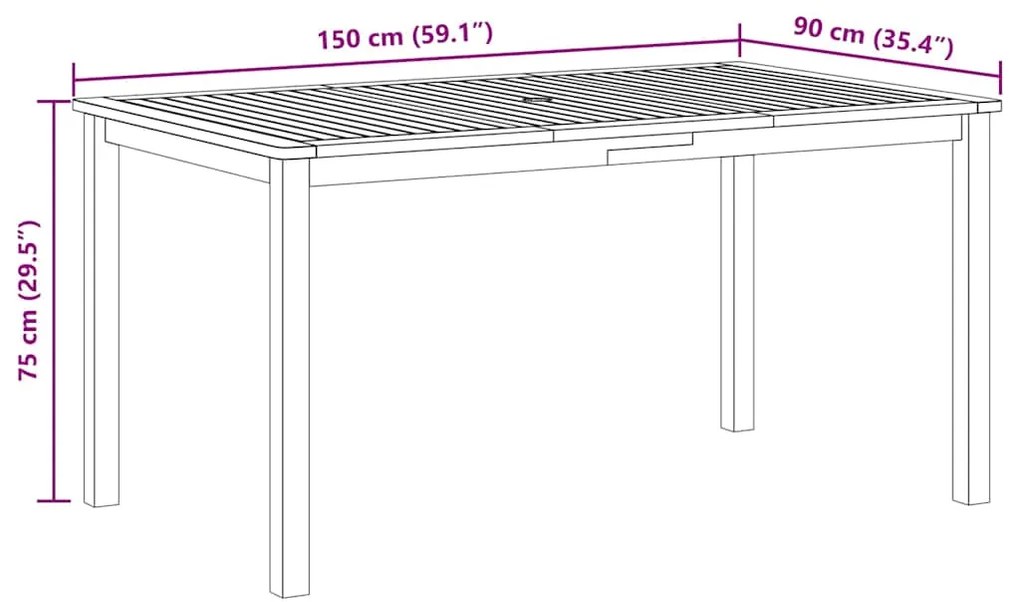 vidaXL Marketos Zahradní stůl 150 x 90 x 74 cm masivní akáciové dřevo