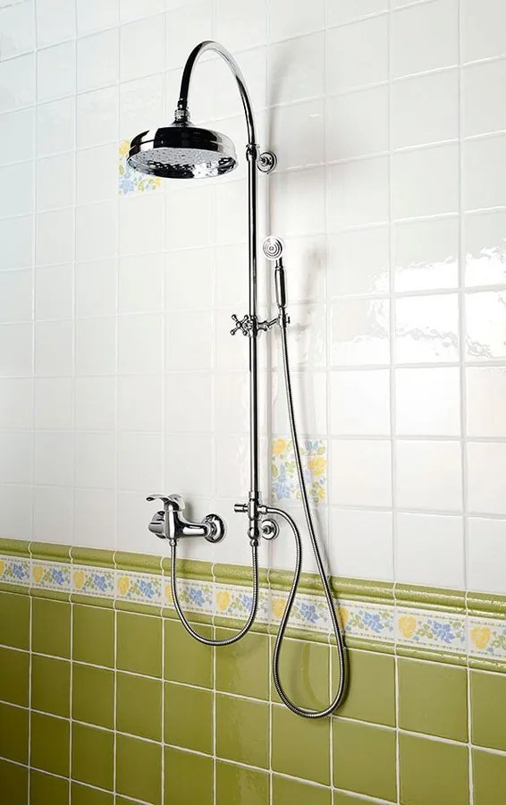 Reitano Rubinetteria Reitano Rubinetteria, VANITY Sprchový sloup s připojením vody na baterii, retro, chrom, SET061
