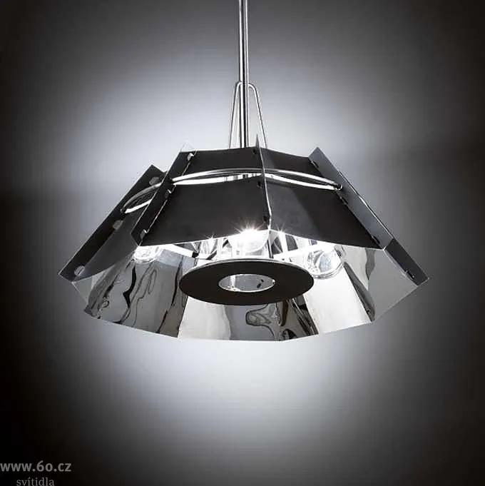 Slamp Chapeau, designové svítidlo z černého a zrcadlového polykarbonátu, 1x100W, prům. 58cm