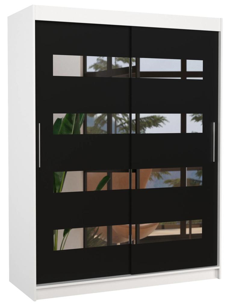 Posuvná skříň se zrcadlem BALTIC 150 Hlavní barva: Černá, LED osvětlení: Ano