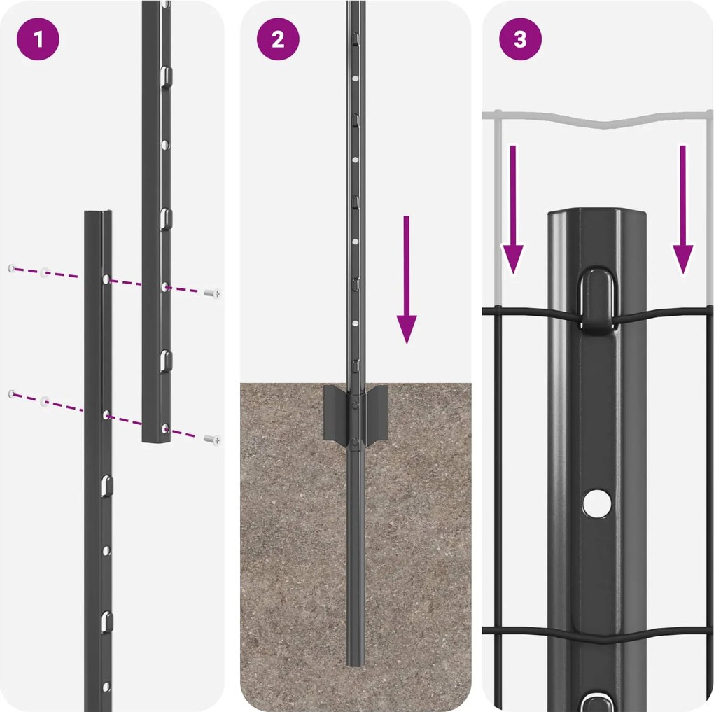 Euro plot s pilotem 10 x 1,5 m Ocel potažená PVC Šedá Síťovina 3336135