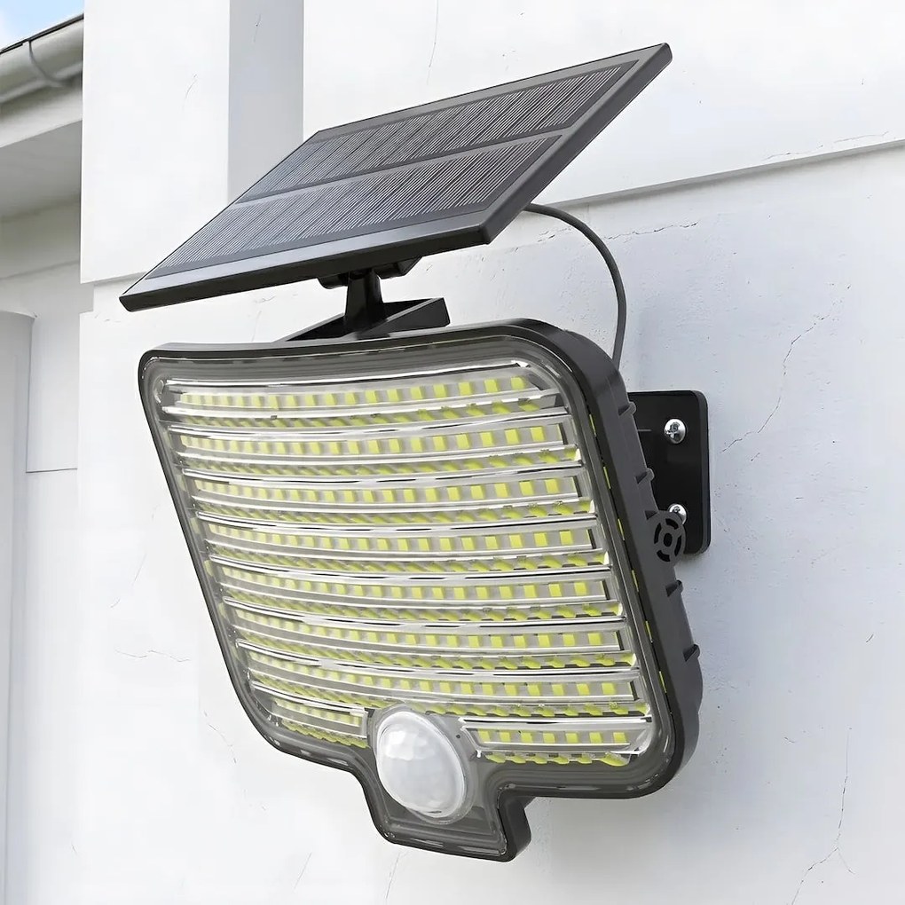 Exteriérové solární nástěnné LED svítidlo Alex, 1x LED 5,5w, černá, pohybový senzor