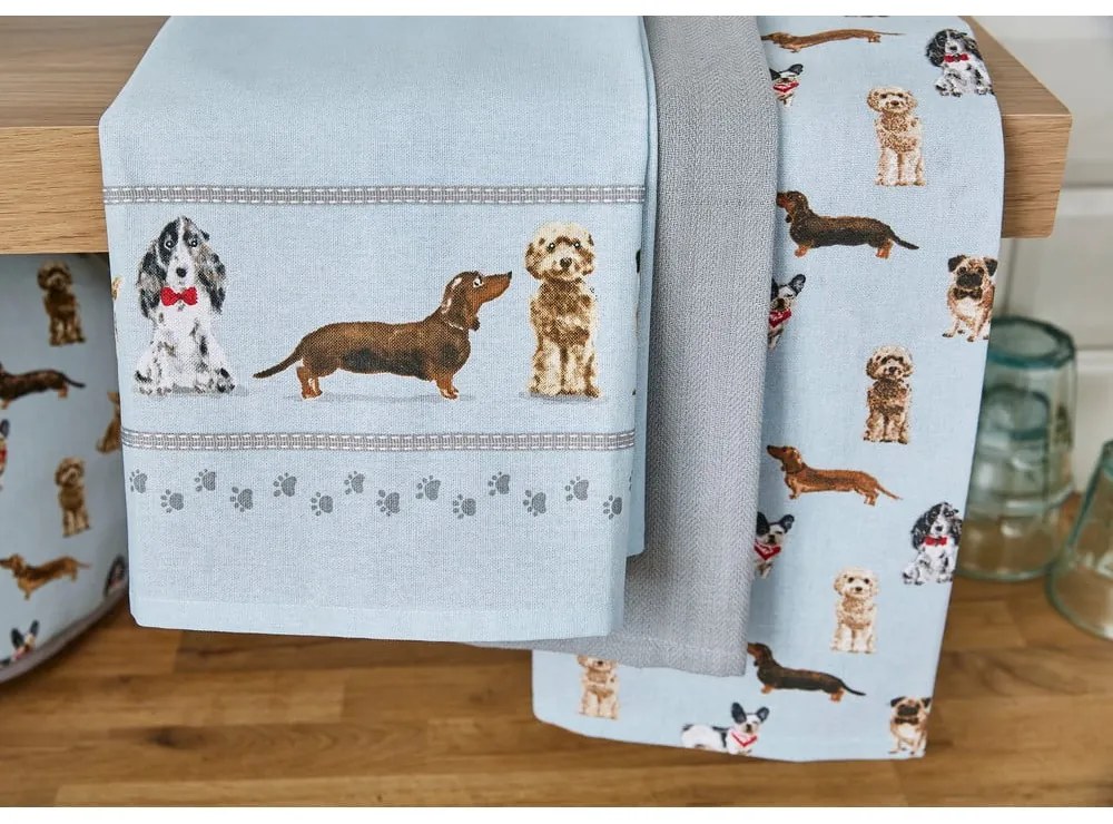 Bavlněné utěrky v sadě 3 ks 45x65 cm Curious Dogs – Cooksmart ®