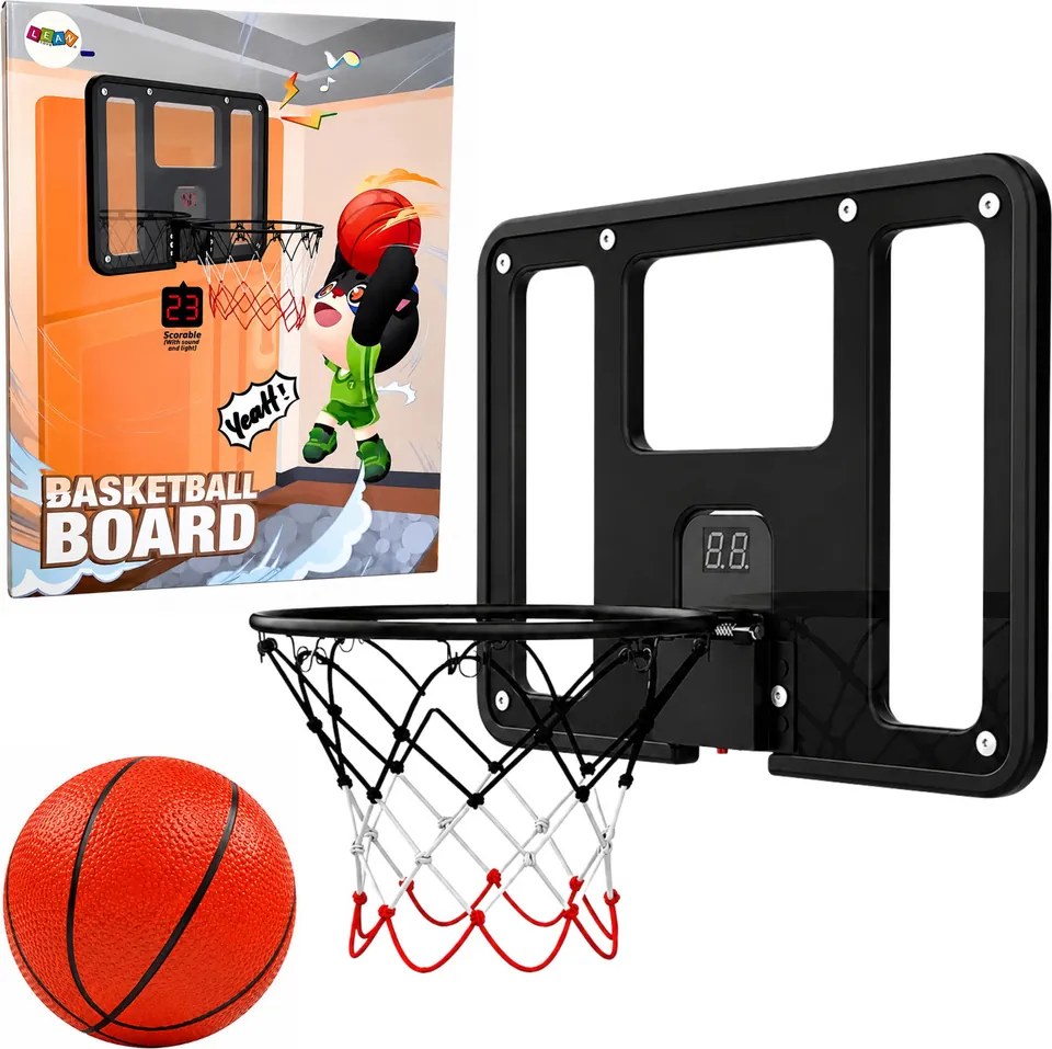 LEAN Toys Závěsný basketbalový koš s tabulí, počítadlem bodů, světly a zvuky