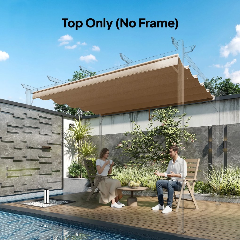 Outsunny Náhradní střecha pro 3 x 3 m pergolu, zasouvací, s odtokovými otvory pro déšť, odolná vůči počasí, polyester, 250 x 255 cm hnědá