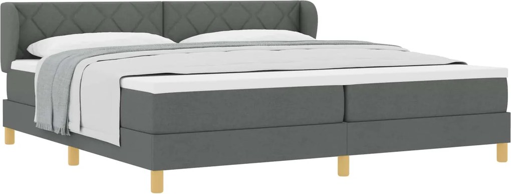 Postel s boxspringem s čelo Tmavě šedá 200 x 200 cm textil 3340298