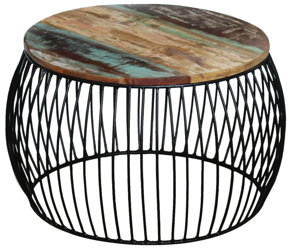 Konferenční stolek kulatý masivní recyklované dřevo 68 x 37 cm 243300