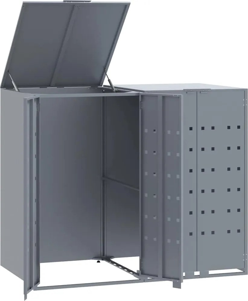 Box na 2 popelnice šedý 138 x 79 x 117 cm ocel 3279987