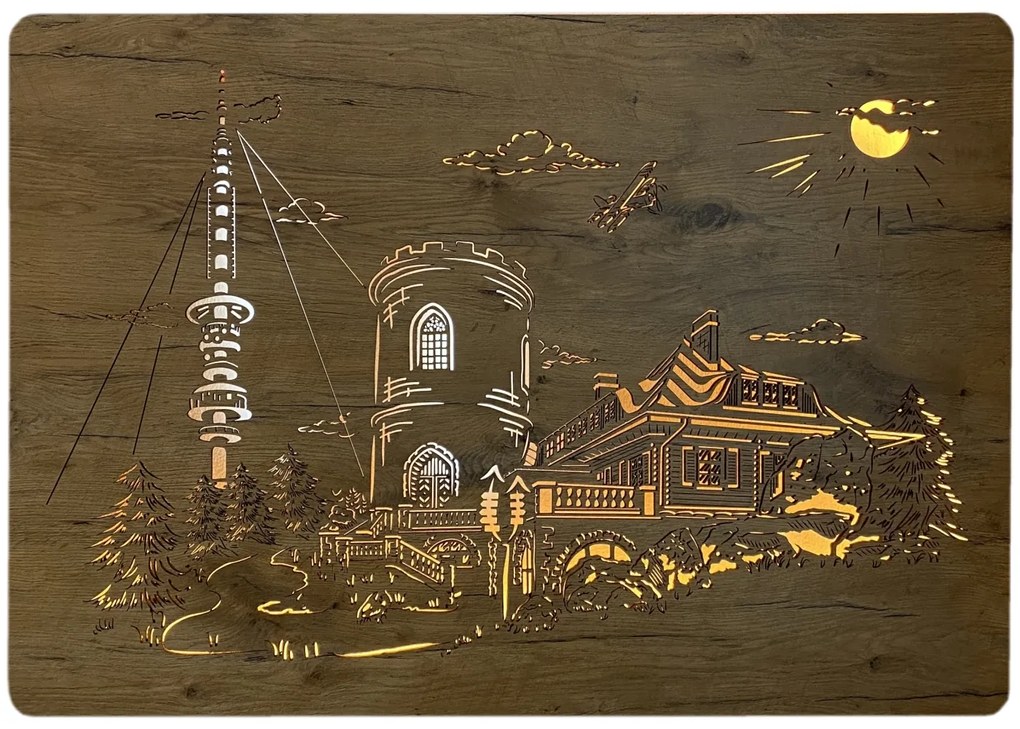 Li-Go "Kleť" světelný obraz 230V 90x62cm provedení povrchu: jedle