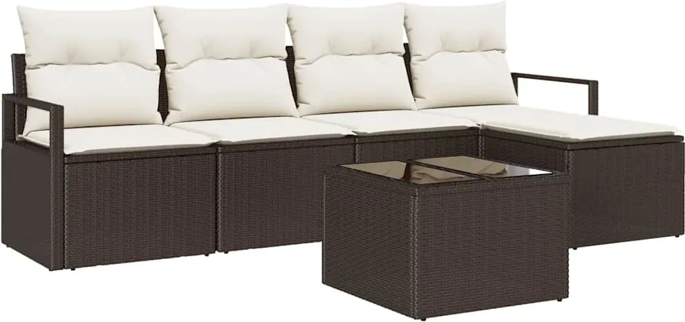 Set pohovek 6 ks Hnědá a krémová polyratan 3355017