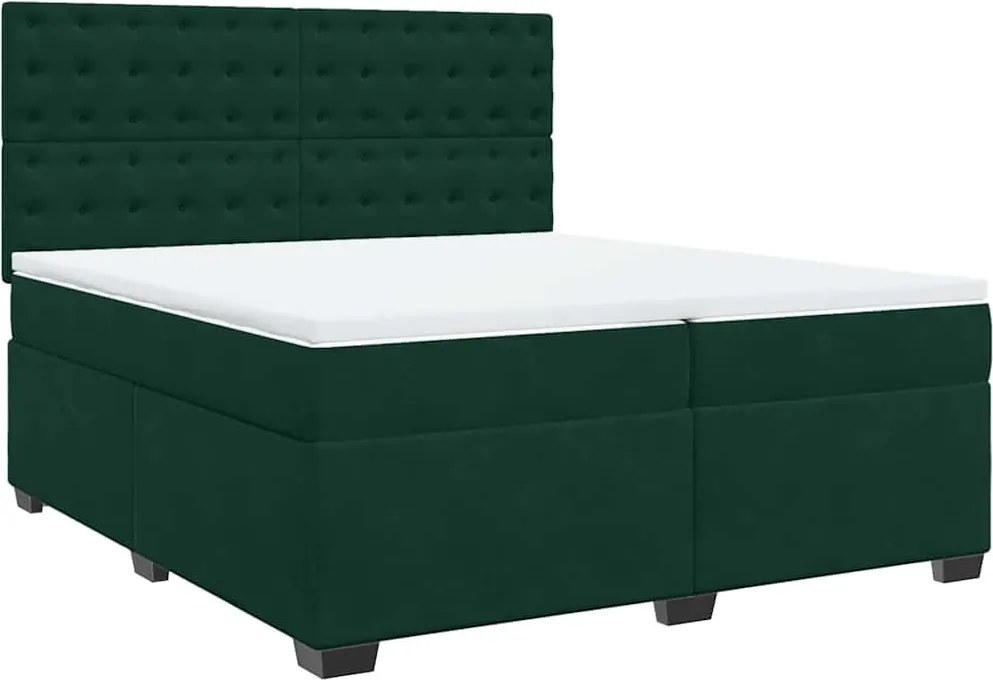 Box spring postel s matrací tmavě zelená 200x200 cm samet 3293317