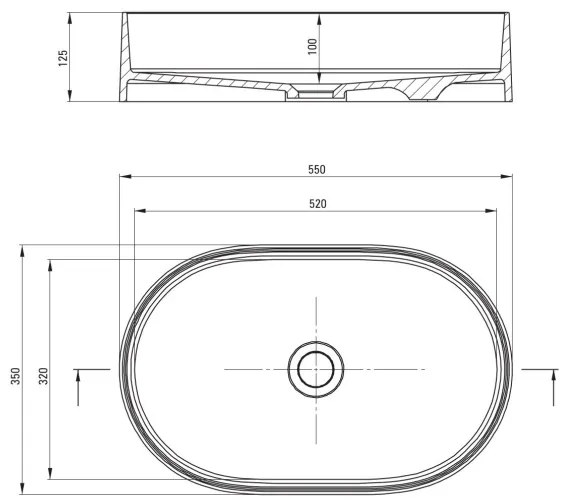 Deante CQS_SU6S - Umyvadlo na desku SILIA 35x55 cm granit/metalicky šedá