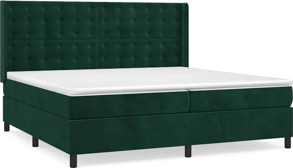 Box spring postel s matrací tmavě zelená 200x200 cm samet 3132942